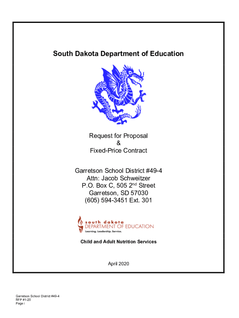 Fillable Online South dakota department of education rfp. barclaystate ...