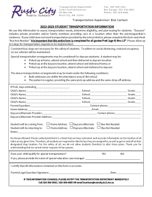 Fillable Online Transportation / First Student Bus Terminal Contact ...