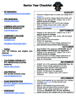 Fillable Online Senior College Application Check List Fax Email Print ...