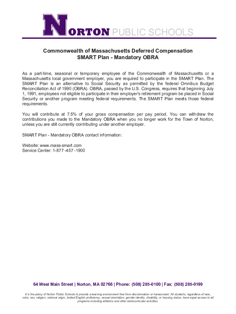 Fillable Online OBRA - Massachusetts Deferred Compensation SMART Plan ...