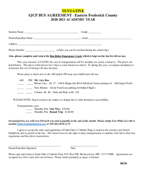 Fillable Online tentative sjcp bus agreement eastern frederick county ...
