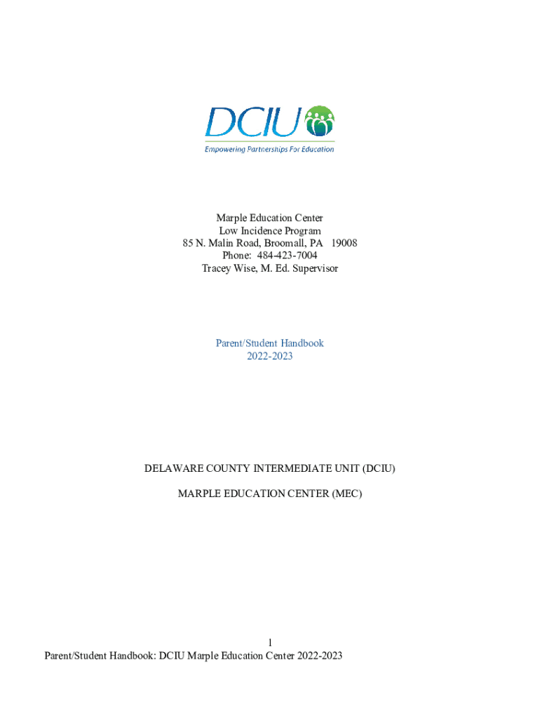 Fillable Online Marple Education Center - Delaware County Intermediate ...