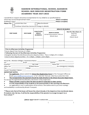 Fillable Online School Bus Service Registration form Fax Email Print - pdfFiller