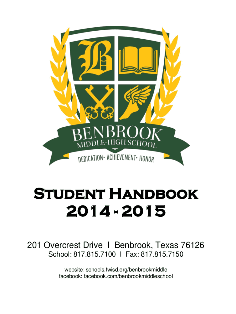 Fillable Online This is your principal,... - Benbrook Middle-High ...