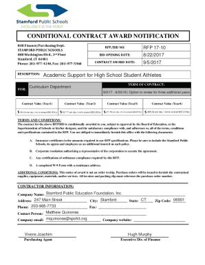 Fillable Online Conditional Award Notification Form - Interactive Vs ...