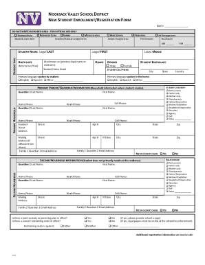 Fillable Online NEW STUDENT ENROLLMENT/REGISTRATION FORM Fax Email ...