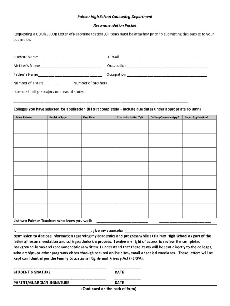 Fillable Online Copy of Reccomendation Request Form Fax Email Print ...