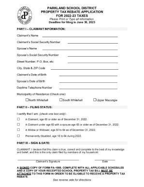 Fillable Online Senior Citizen Tax Rebate Form - Parkland School District Fax Email Print ...