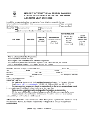 Fillable Online BUS TRANSPORTATION APPLICATION FORM 20212022 Fax Email ...