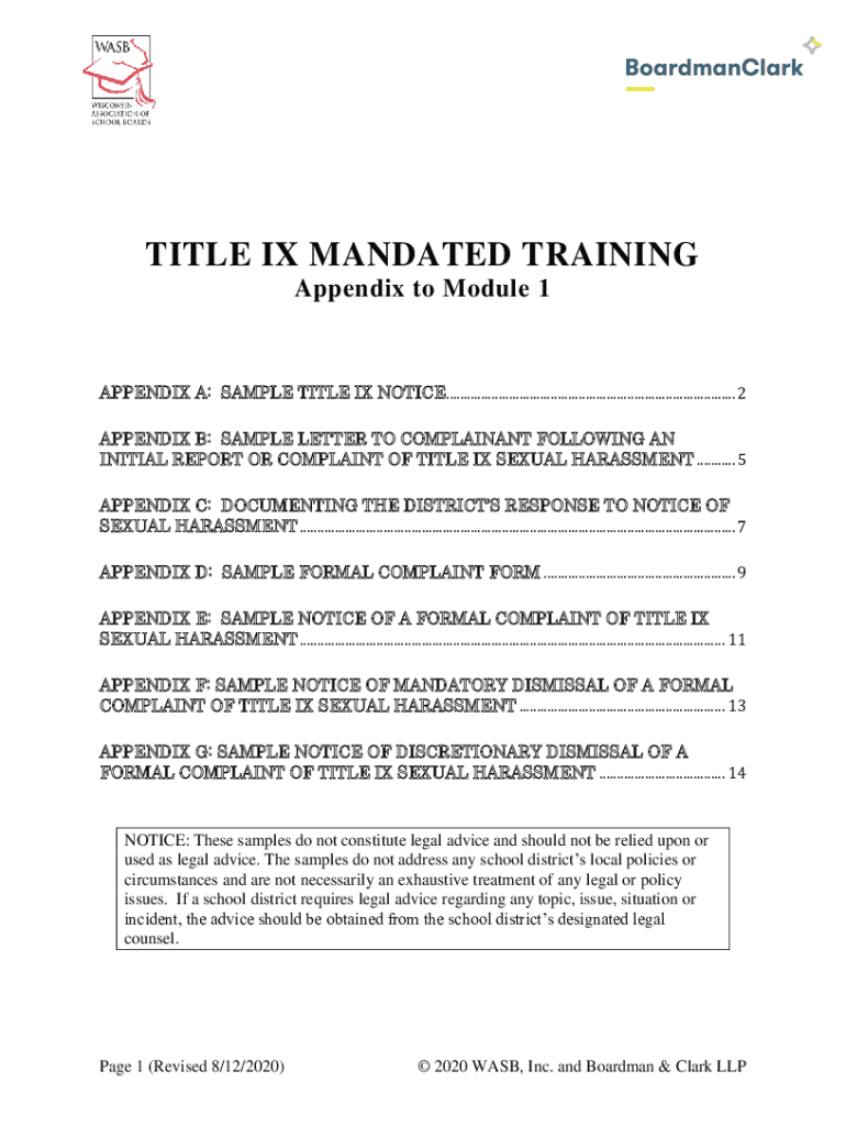 Fillable Online Title IX Training - Sample Notice of Allegation ...