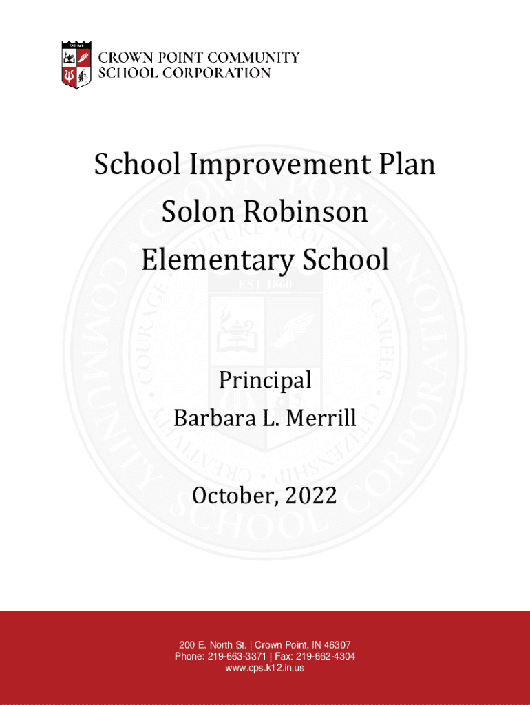 Fillable Online School Improvement Plan Solon Robinson Elementary ...