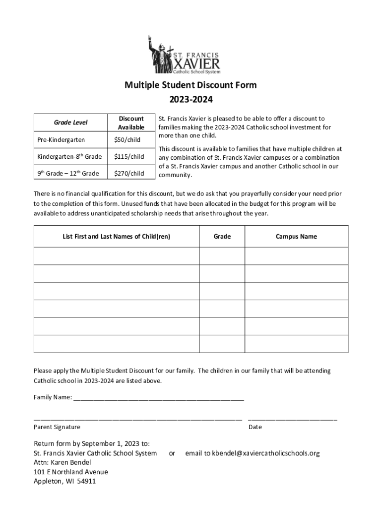 Fillable Online Fillable Online Multiple Student Discount Form Fax ...