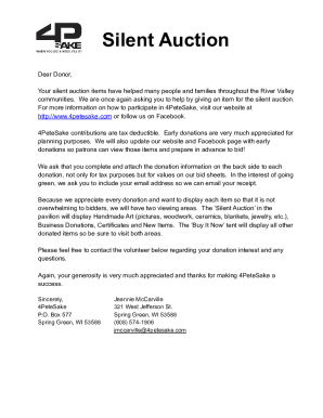 Fillable Online Silent Auction Donation Requests: Free Template ...
