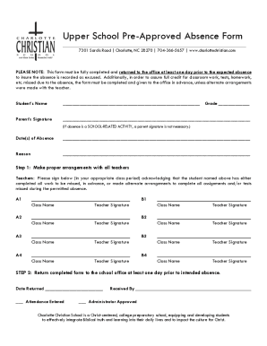 Fillable Online 2022-23 Middle School Pre-Approved Absence Form Fax ...