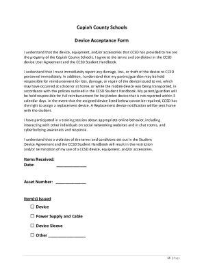 Fillable Online Copiah County Schools Device Acceptance Form Fax Email ...