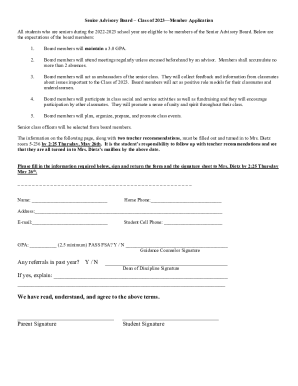 Fillable Online Senior Advisory Board Member Application 22-23 Fax ...