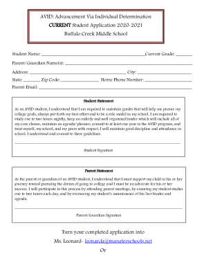 Fillable Online 8th Grade AVID Students Advancement Via Individual ...