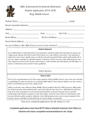 Fillable Online AIM: Achievement by Internal Motivation Student ...