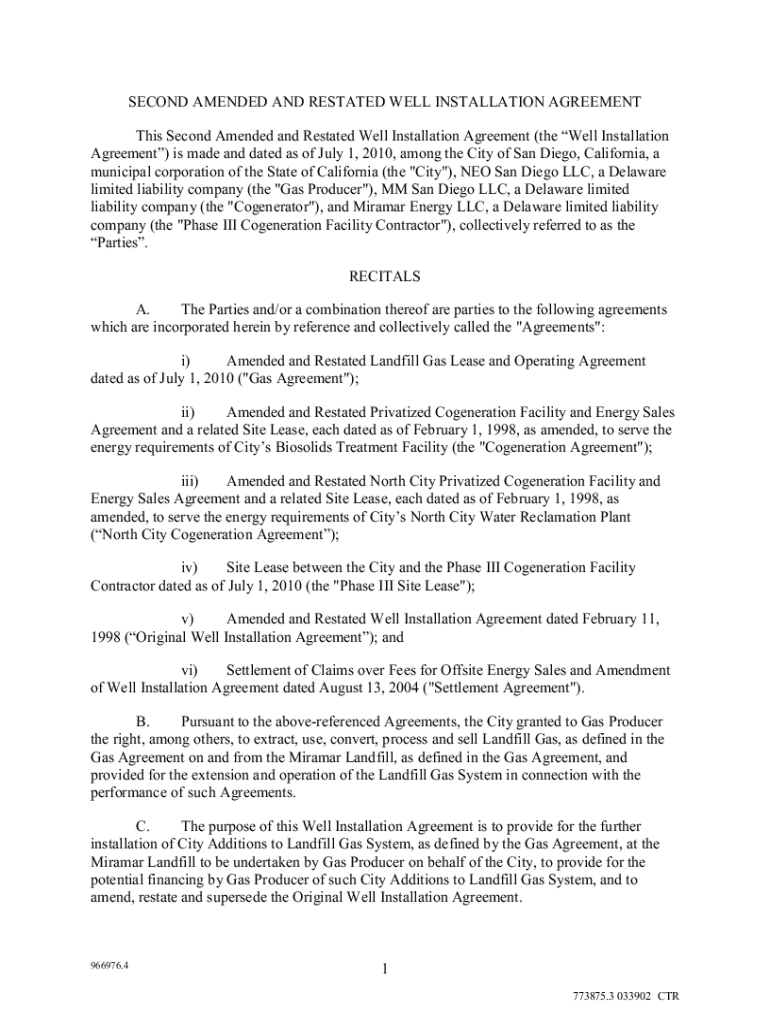 Fillable Online docs sandiego second amended and restated agreement for ...