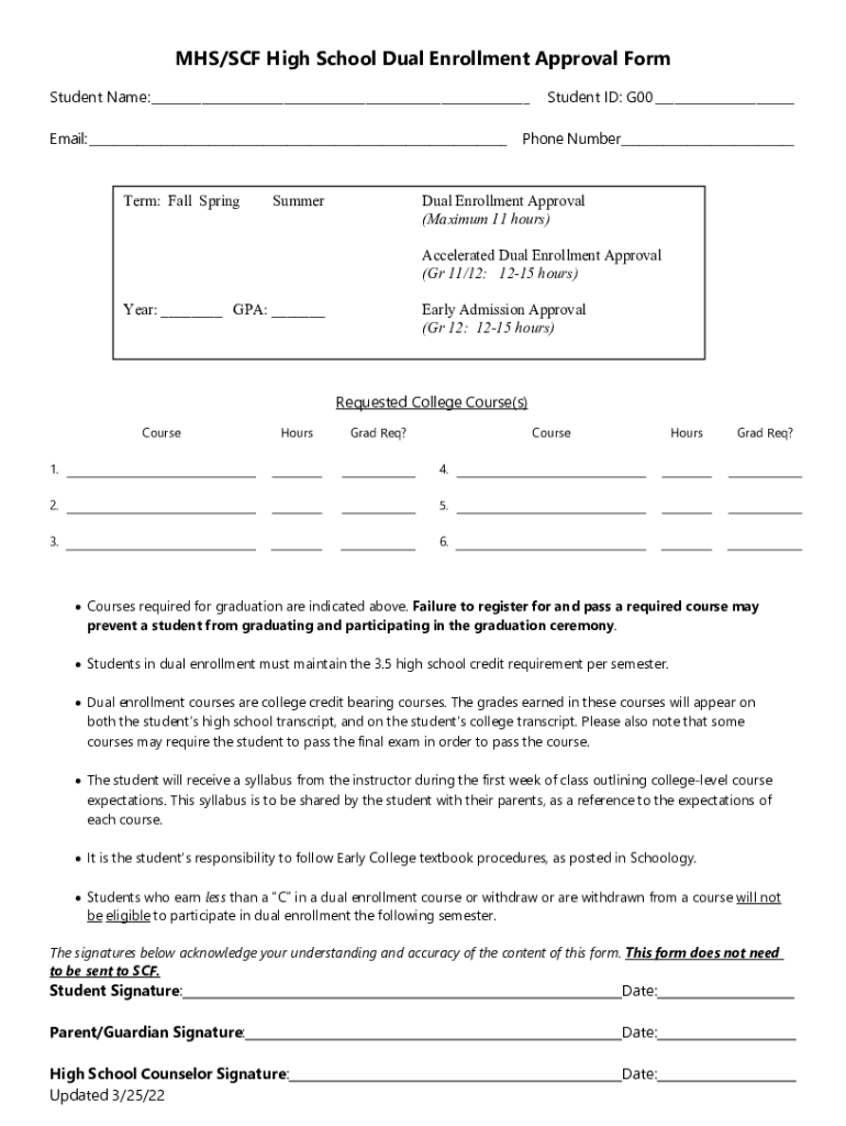 Fillable Online Dual Enrollment and Early Admit Certification Form Fax ...