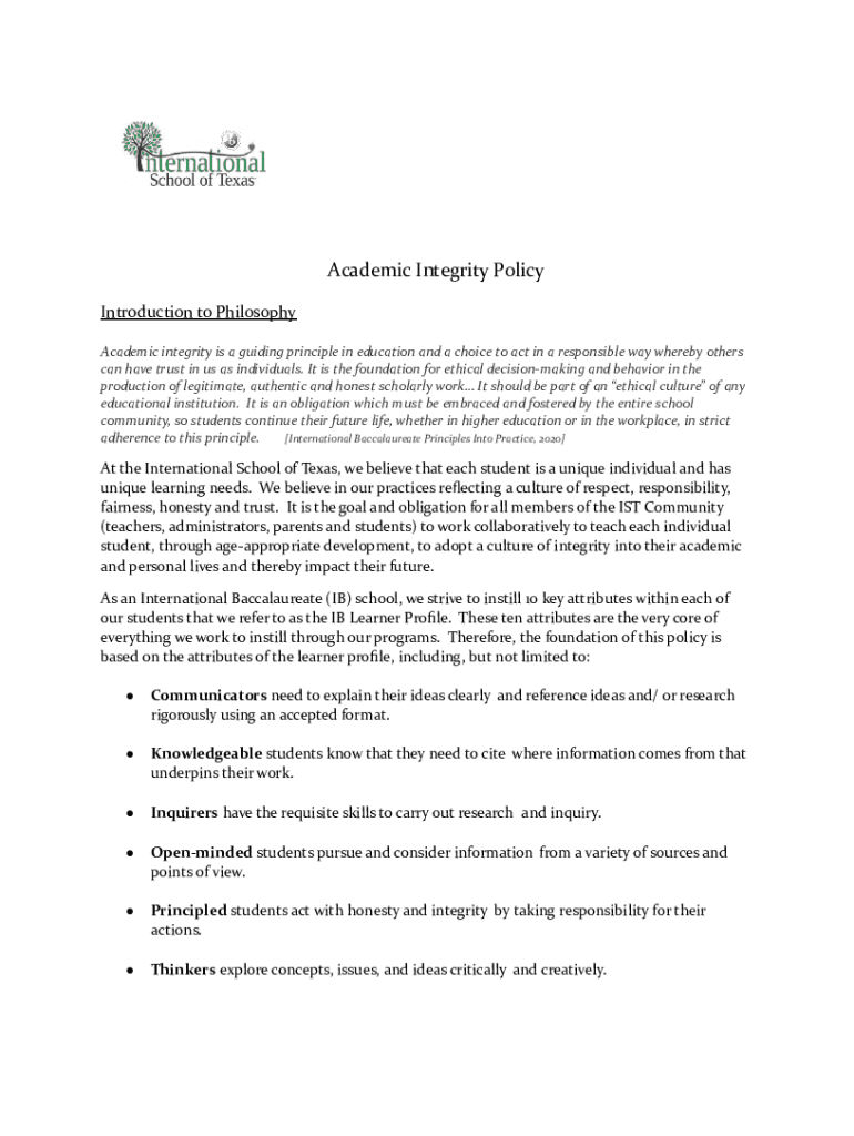 Fillable Online Academic Integrity Policy - Ahmedabad International ...