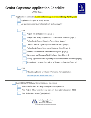 Fillable Online The High School Seniors' College Application Checklist ...