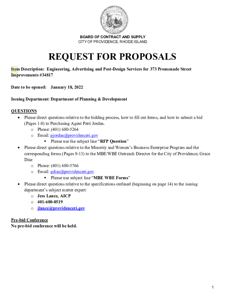 Fillable Online RFP-Engineering Advertising Post Design Services for ...