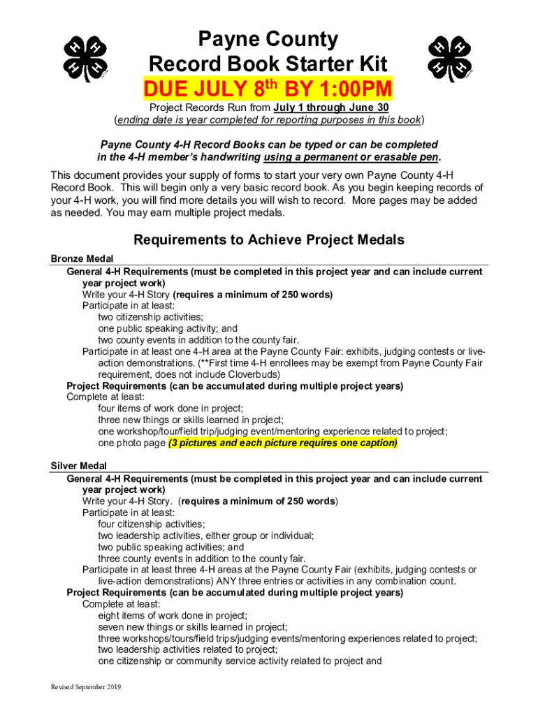 Fillable Online Record Book Forms - Santa Barbara County 4-H Fax Email ...