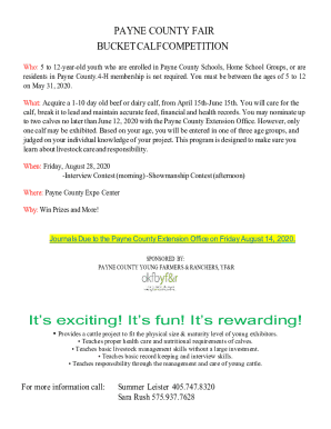Fillable Online payne county fair bucket calf competition Fax Email ...