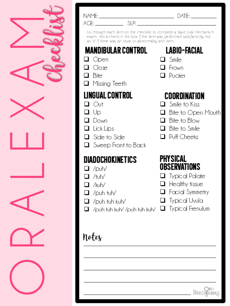 Fillable Online How To Do An Oral Mechanism Exam: 6 Free Printable ...