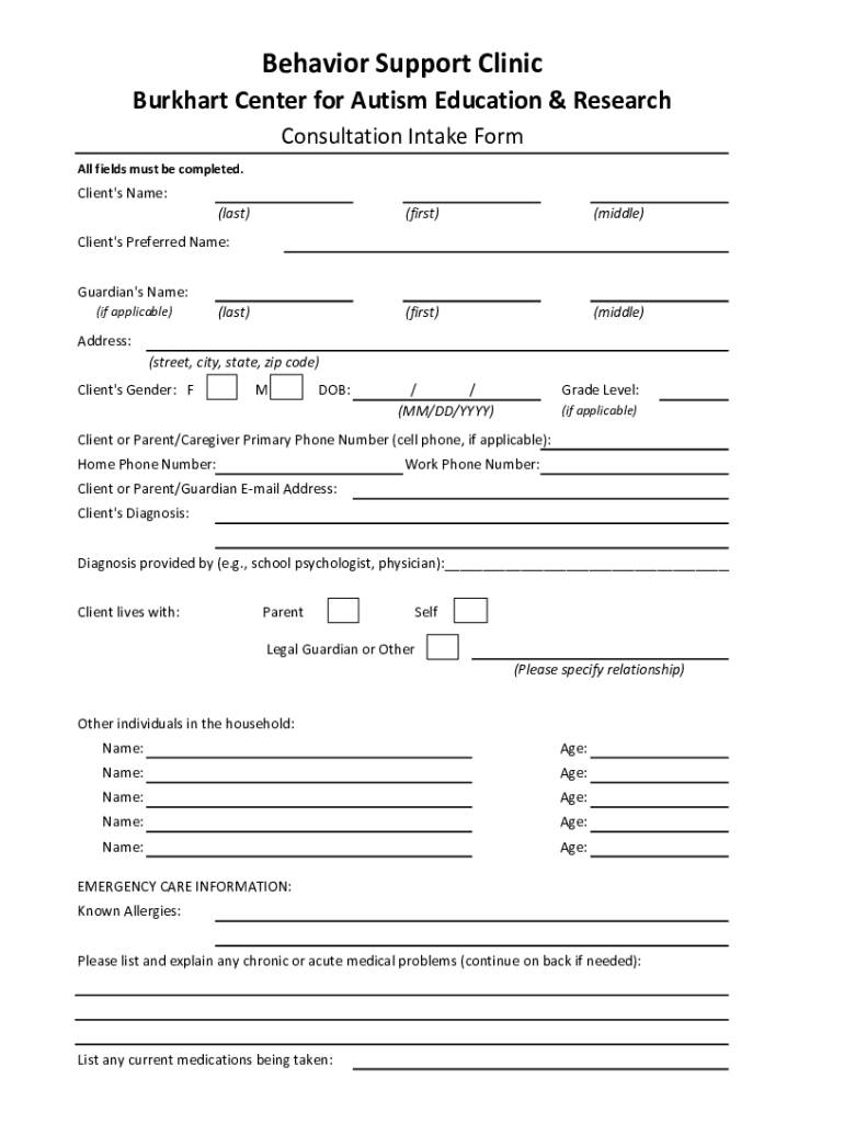 Fillable Online The Burkhart Center for Autism Education and Research at ... Fax Email Print ...