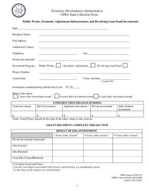 Fillable Online Form ED-916 "Gpra Data Collection Form - Economic ...