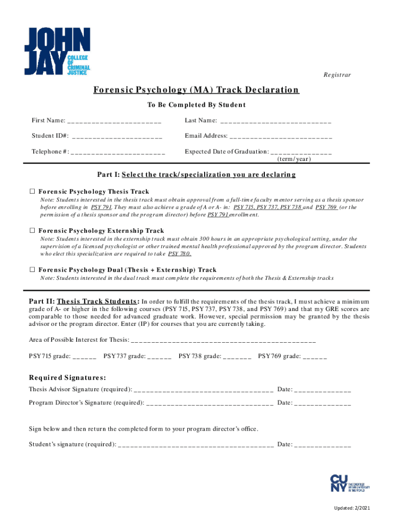 Fillable Online jstop jjay cuny Forensic Psychology Concentration ...
