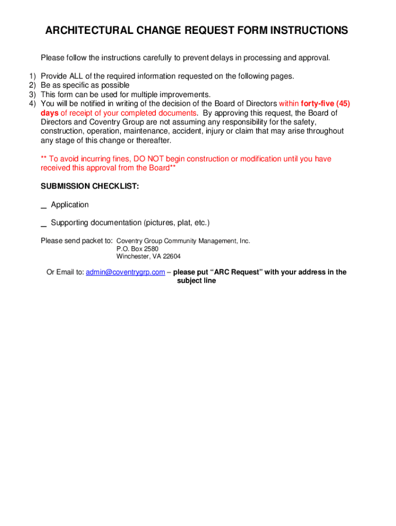 Fillable Online WIL-Architectural Change Request Form Fax Email Print ...