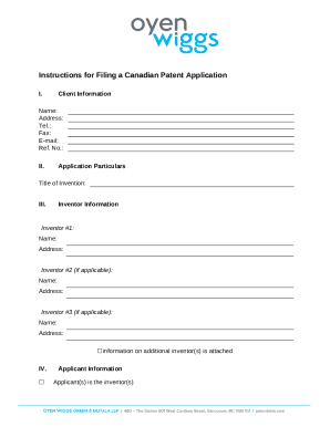 for Associates - Canada Patent Application Filing Instructions - OK per ...