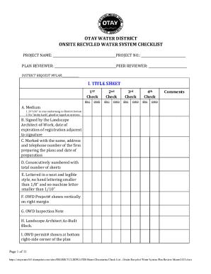 Fillable Online Check List - Onsite Recycled Water System Plan Review ...