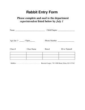 Fillable Online Rabbit Entry Form - Wildcat Extension District Fax ...