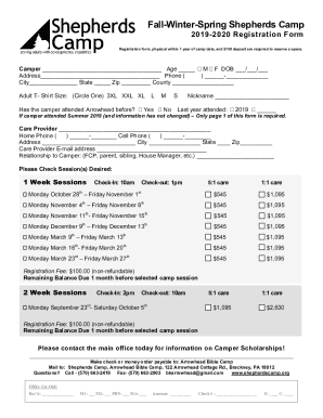 Fillable Online CAMPER PHYSICAL FORM Fax Email Print - pdfFiller