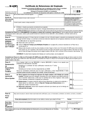 Fillable Online 2023 Form W-4 (sp). Employee's Withholding Certificate ...