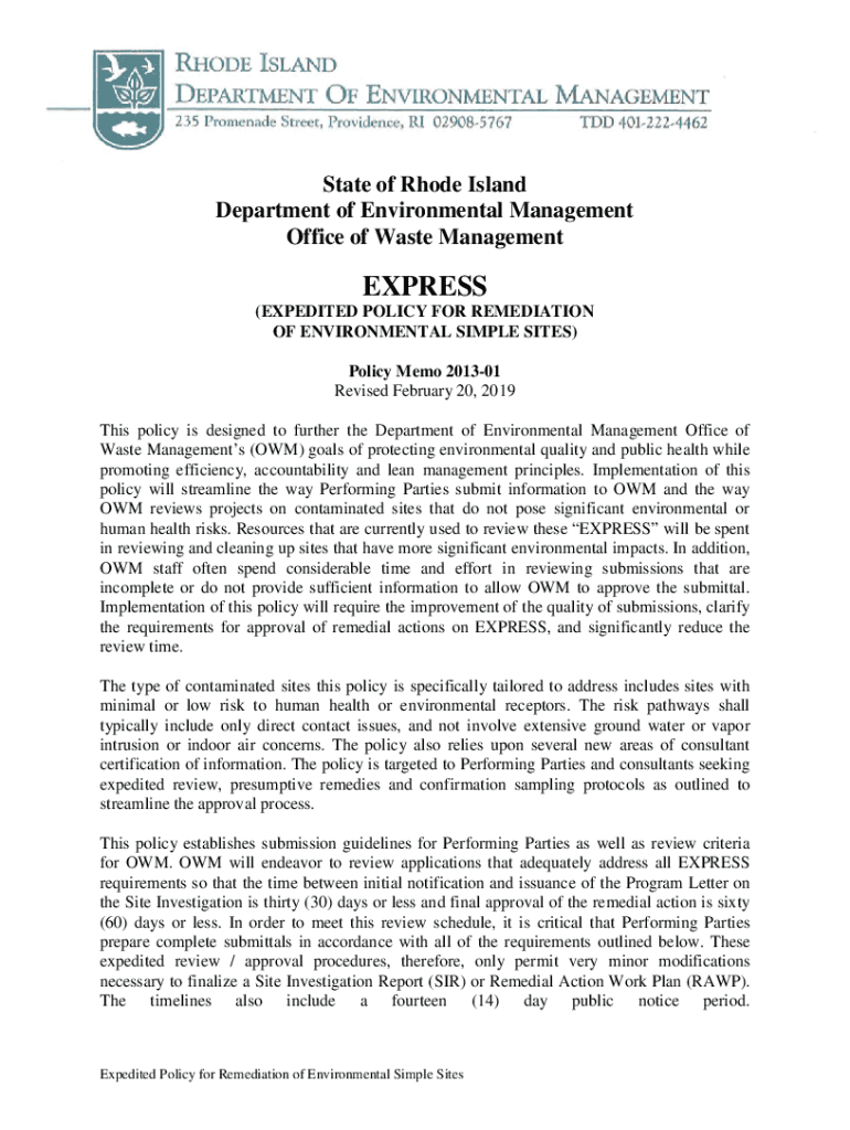 Fillable Online dem ri DEPARTMENT OF ENVIRONMENTAL MANAGEMENT 2.1 ...