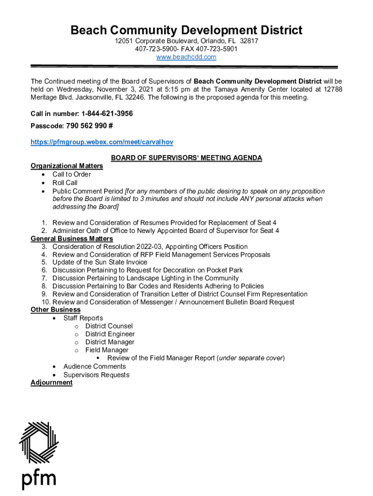 Fillable Online Beach Community Development District - Amazon AWS Fax ...
