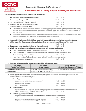 Fillable Online CCAC Community Training & Development Form Fax Email ...