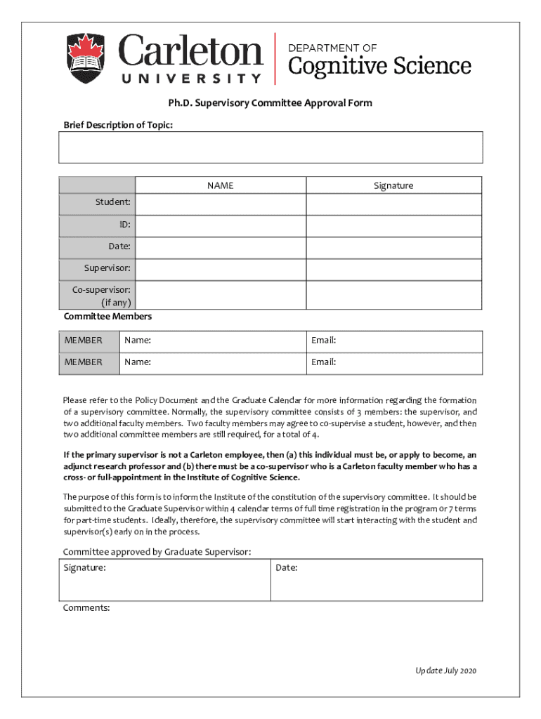 Fillable Online Ph.D. Supervisory Committee Approval Form Fax Email ...