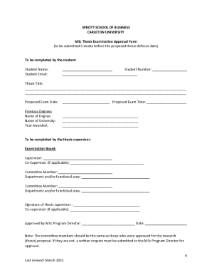 Fillable Online sprott carleton Sprott-MSc-Thesis-Exam-Approval-Form.pdf Fax Email Print - pdfFiller