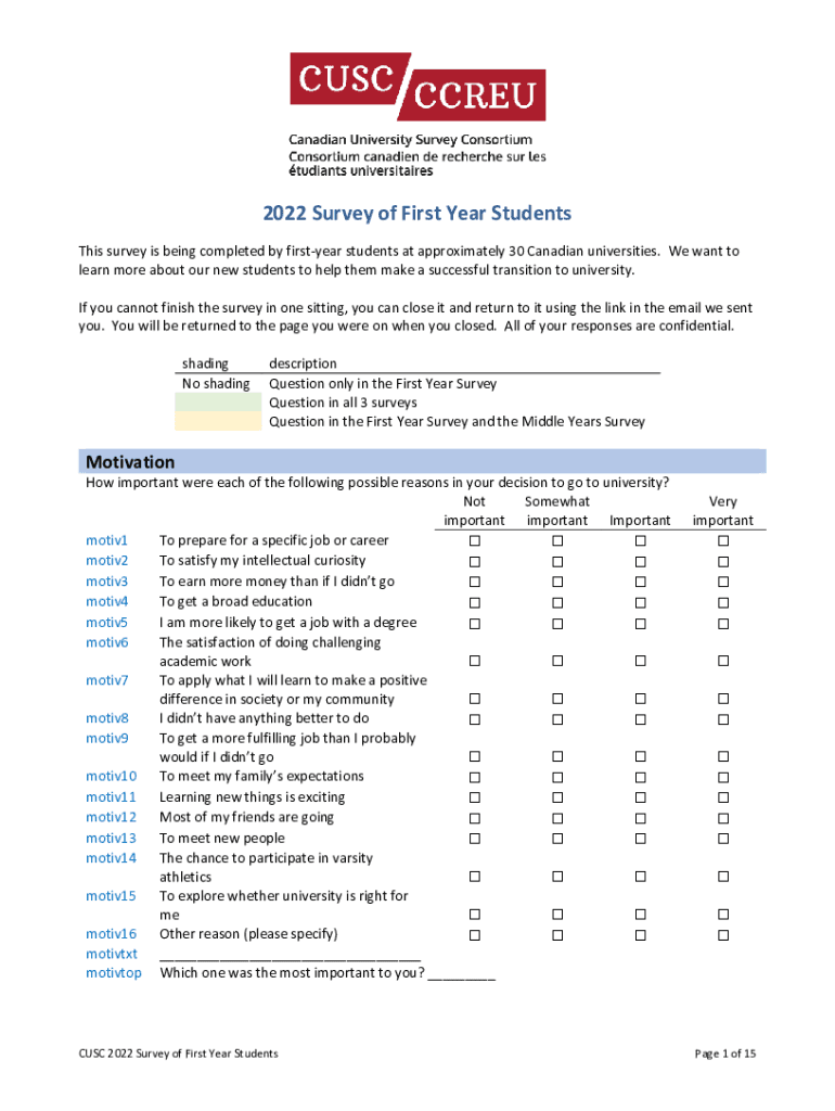Fillable Online oirp carleton 2022 Survey of First Year Students ...