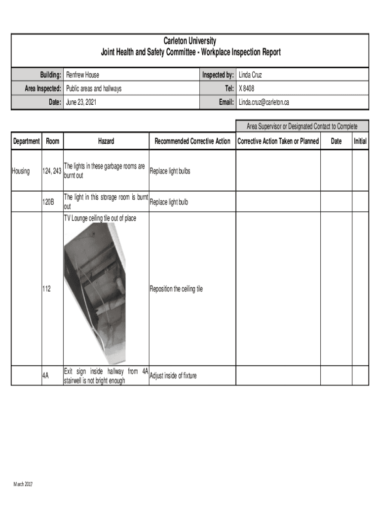 Fillable Online JHSC Inspection Schedule - DRAFT January 29, 2020 Fax ...