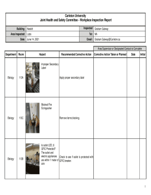 Fillable Online Workplace Inspection Report Form(to be ... - Carleton ...