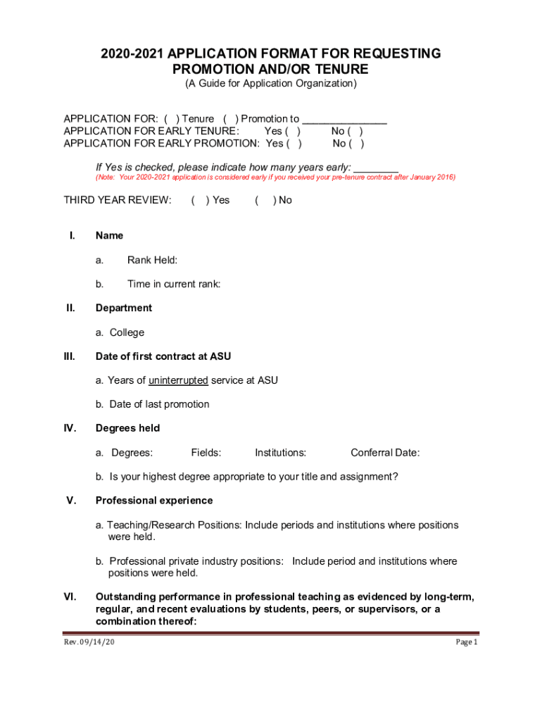 Fillable Online 2020-2021 application format for requesting promotion ...