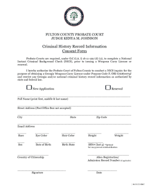 Fillable Online Criminal History Record Information Consent Form Fax ...