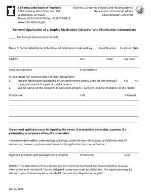 Fillable Online Surplus Medication Collection and Distribution ...